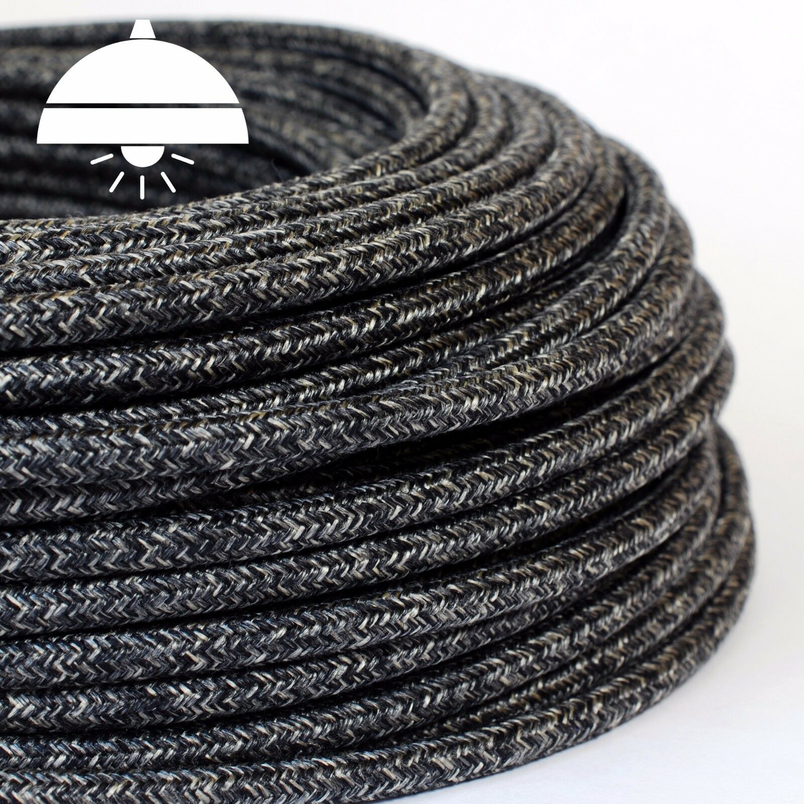 Retro OLD WOOL DARK GREY (Cotton) Woven 3-Core cable | THAT'S AUDIO!
